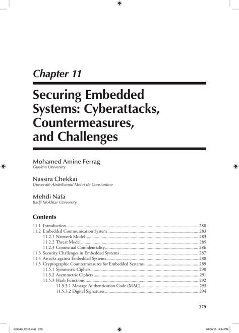 Pdf Securing Embedded Systems Cyber Attacks Countermeasures And Challenges‏
