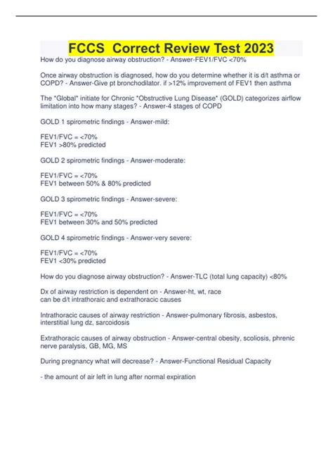 FCCS Correct Review Test FCCS Stuvia US