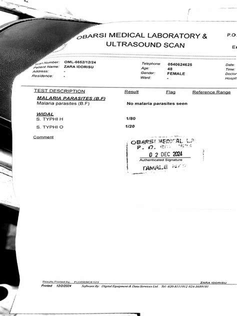 Lab Result On Typhoid Pdf