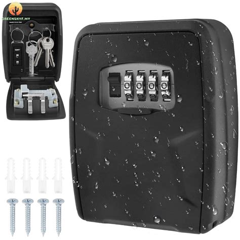 Large Capacity Lockbox Wall Mounted Key Lockbox Sturdy Key Box Resettable 4 Digit Combination