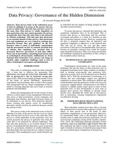 Data Privacy Governance Of The Hidden Pdf Privacy Information Privacy