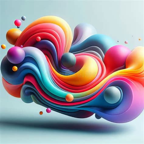 A Vibrant Abstract Composition Features Swirling Shapes And Colorful Spheres Creating A Dynamic