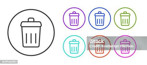 검은 색 줄 휴지통은 흰색 배경에 격리 아이콘 수 있습니다 쓰레기통 표지판 바구니 아이콘을 재활용합니다 사무실 휴지통