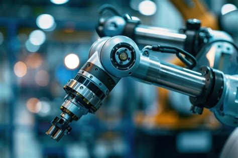 Hightech Robotic Arm In Precision Manufacturing Setting Premium Ai