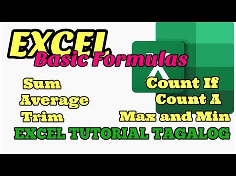 Excel Tutorial Excel Basic Formulas For Beginners Tagalog YouTube