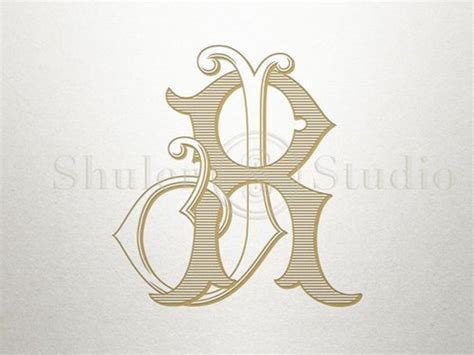 Custom Vintage Monogram Jr Rj Vintage Monogram Digital Etsy