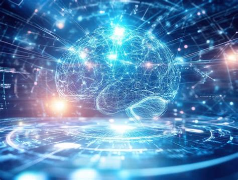 Artificial Intelligence Processing Data In A Futuristic Cyberspace Environment Stock