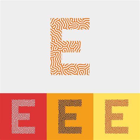 라인 국수 텍스처가 있는 문자 초기 벡터 디자인 프리미엄 벡터