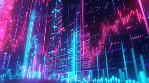 Abstract Digital Data Visualization With Neon Lights Premium Ai