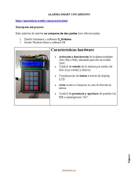 Alarma Con Arduino Pdf Componentes Electrónica