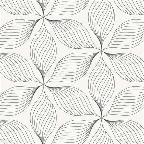 Linear Vector Pattern Repeating Abstract Leaves Gray Line Of Leaf Or Flower Floral Stock