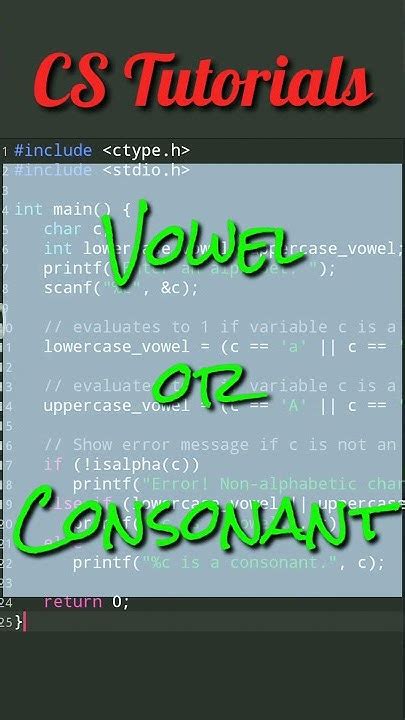 Program To Check Whether A Character Is A Vowel Or Consonant C