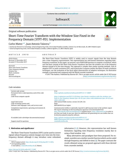 Pdf Short Time Fourier Transform With The Window Size Fixed In The Frequency Domain Stft Fd