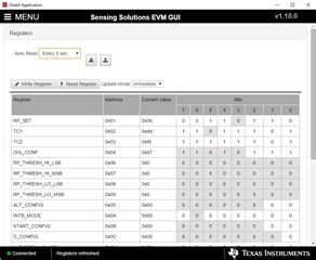 LDC EVM Software Allows LDC EVM Registers To Be Read But Nothing Else Sensors Forum