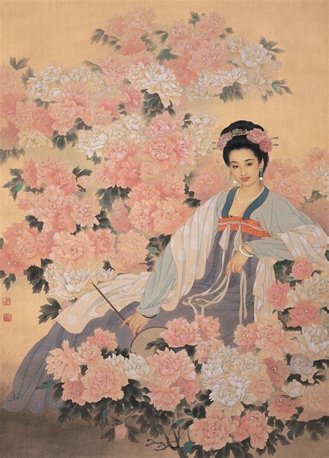 倚春 赵国经王美芳工笔仕女 堆糖美图壁纸兴趣社区