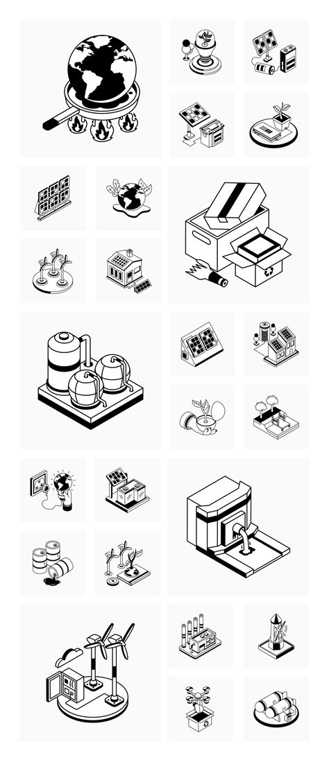 Animated Isometric Ecosystem Icons On Yellow Images Creative Store 131751