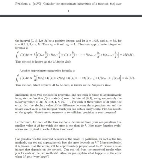 Solved Problem 3 50 Consider The Approximate Integration