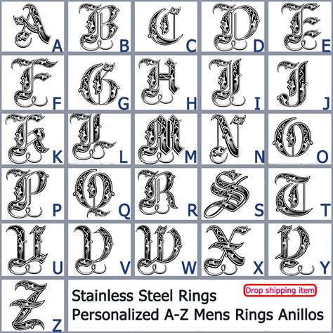초기 A ~ Z 알파벳 스테인레스 스틸 인장 반지 고광택 실버 컬러 톤 패션 반지 미니멀리스트 Ussize를 새기십시오 Hello