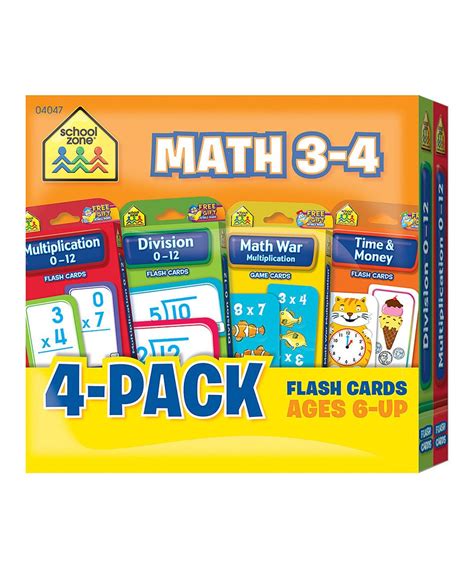 School Zone Math Flash Card Four Pack Math Flash Cards School Zone