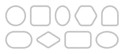 밧줄 프레임 세트 다양한 모양의 로프 테두리와 프레임 기하학적 경계 모음 직사각형 타원형 정사각형 다른 모양 벡터 프레임에 대한 스톡 벡터 아트 및 기타 이미지 Istock