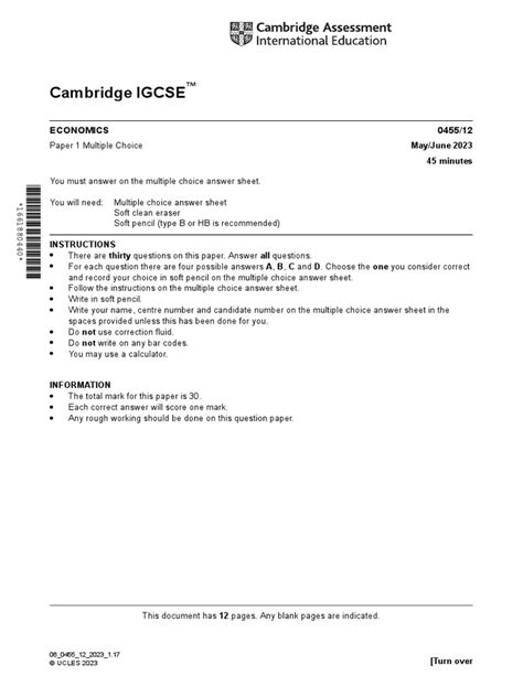 Cambridge Igcse 0455 12 Economics Pdf Money Demand