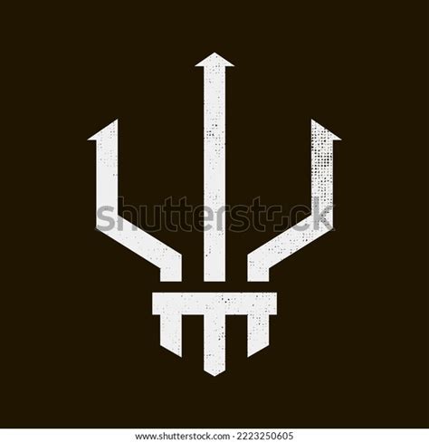 Minimalistic White Geometric Flat Sign Poseidon Stock Vector Royalty