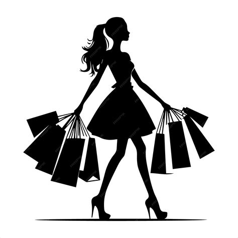 A Silhouette Of A Woman With Shopping Bags And A Silhouette Of A Woman