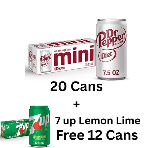 Diet Dr Pepper Mini Soda Cans 7 5 Fl Oz 20 Pack Free 7up Lime Soda