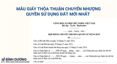 Mẫu Giấy Thỏa Thuận Chuyển Nhượng Quyền Sử Dụng đất Mới Nhất