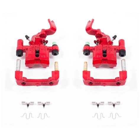 Brake Calipers Rear Pair Red Powder Coated Powerstop Aftermarket New 1