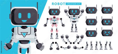 Vetor De Robot Creation Kit Vector Set Design Robots Character Creator Kit With Head Arms