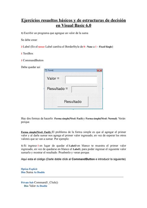 Ejercicios Visual Basic 6 Realiza Observaciones O Entre Vistas