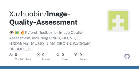 Github Xuzhuobinimage Quality Assessment 👁️ 🖼️ 🔥pytorch Toolbox For Image Quality Assessment