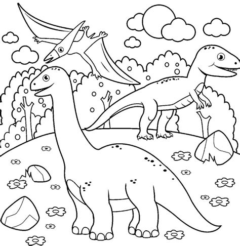 Dibujo Dinosaurio Para Colorear Kawaii