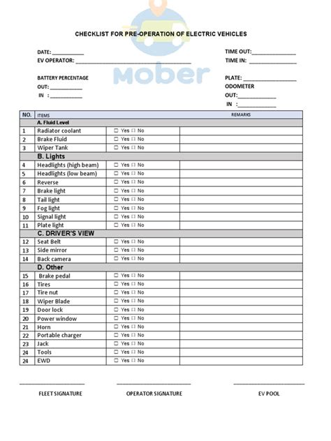 Ev Checklist Pdf Pdf