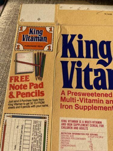 1980s Quaker King Vitaman Cereal Box 3862400649