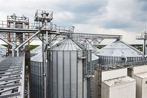 Agricultural Silo Building Exterior Storage And Drying Of Grains Wheat Corn Soy Stock