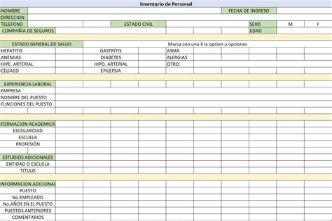 Inventario De Personal Ejemplos Y Formatos Descarga Gratis