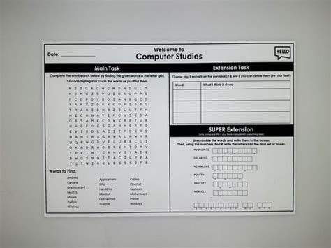 Computing First Lesson Starter Task Teaching Resources