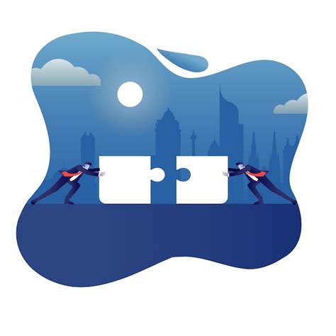 Premium Vector Bussiness Illustration Strategy Collaboration Puzzle