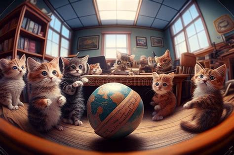 Cute Cat In Class Room Ai Stock Illustration Illustration Of Mammal Teaching 269365029