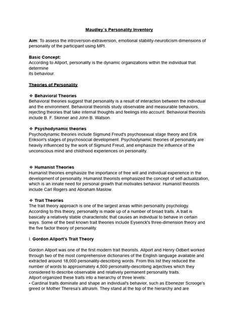 Mpi Practical Format Pdf Extraversion And Introversion Humanistic