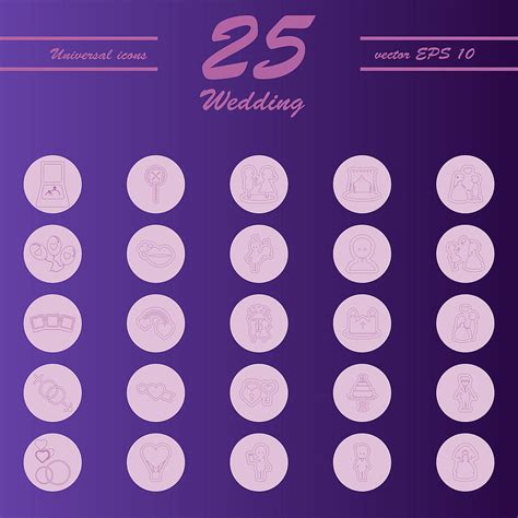 현대 선 스타일 벡터에서 웨딩 아이콘 세트 Ai Eps Uidownload