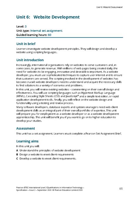 Unit6 Wd Website Development Pearson Btec International Level 3