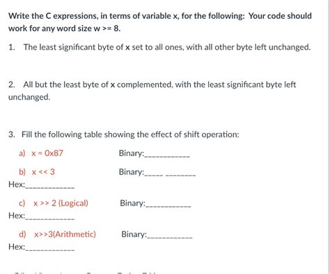 Solved Write The C Expressions In Terms Of Variable X For