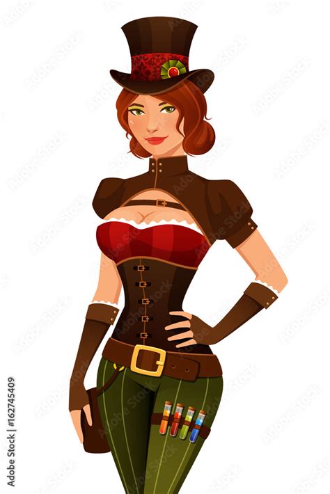 Sexy Cartoon Girl In Steampunk Costume Stock Vector Adobe Stock