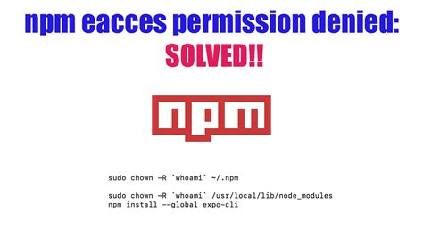 Eacces Permissions Error Solved Youtube