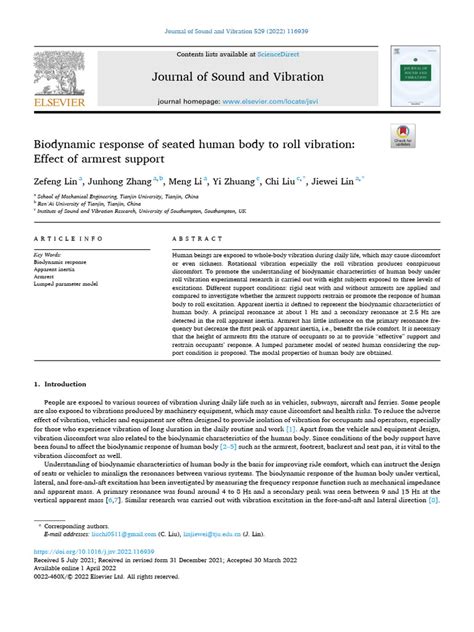Biodynamic Response Of Seated Human Body To Roll Vibration Pdf Oscillation Motion Physics