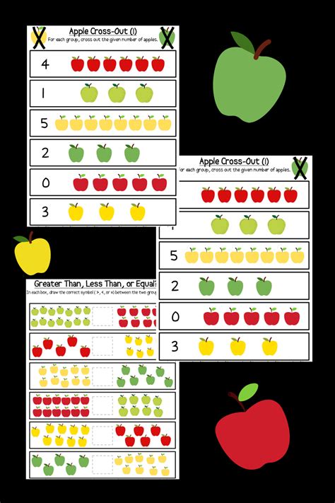 Apple Math Practice Printable Worksheets Counting Comparing Adding Apple Math Math