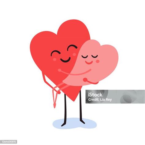 만화 로맨틱 한 커플 행복한 두 마음 발렌타인 데이 벡터 고립 된 일러스트레이션 사랑과 관심 내 게 되라 당신의 사랑을 나누기